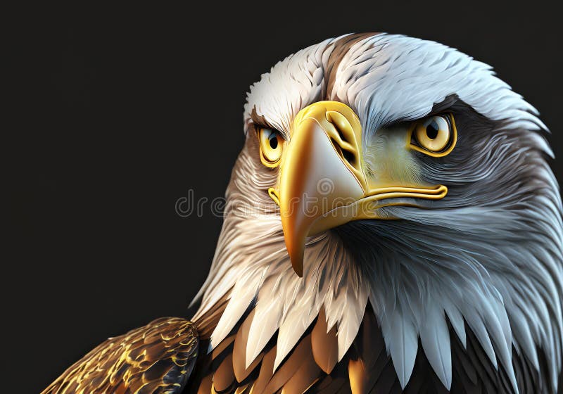 Realistic Illustration of Eagle Face Isolated on Black Background Stock ...