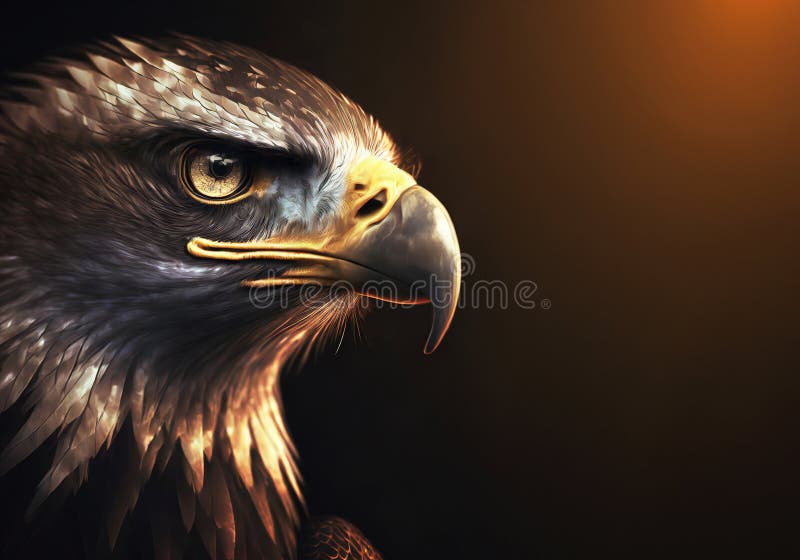 Realistic Illustration of Eagle Face Isolated on Black Background Stock ...