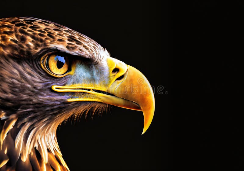Realistic Illustration of Eagle Face Isolated on Black Background Stock ...