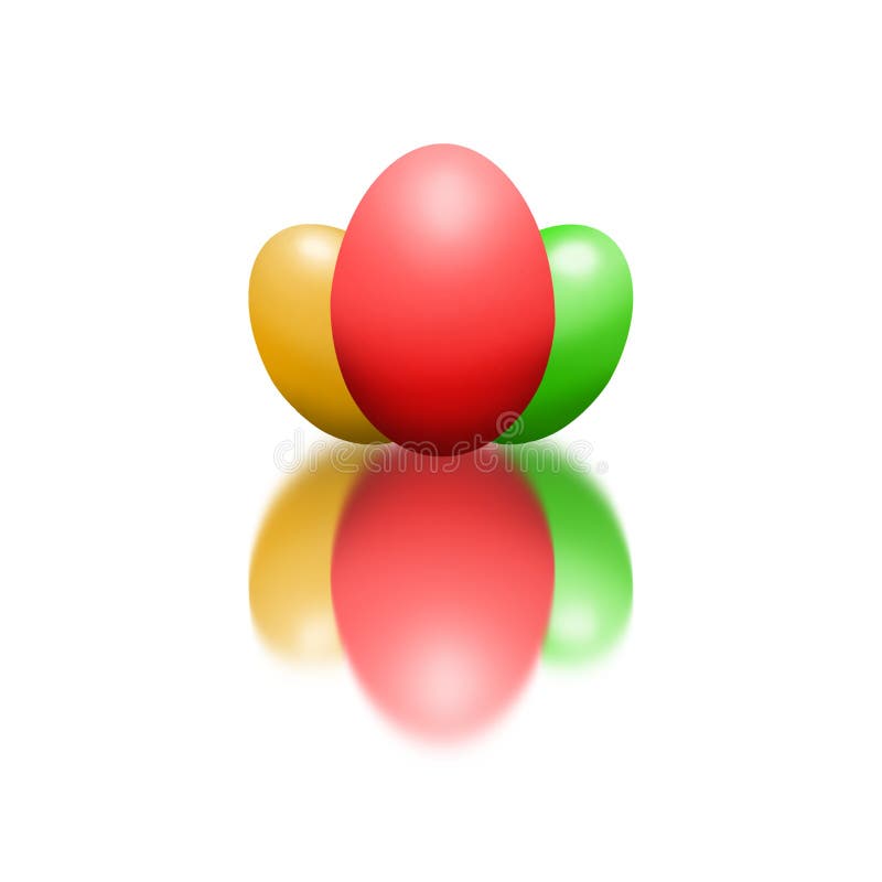 Realistic Illustration of an Egg with Three Colors, Red, Green, and ...