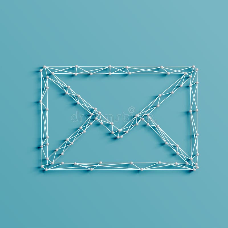 Realistic Illustration of an Email Icon Made by Pins and Strings ...