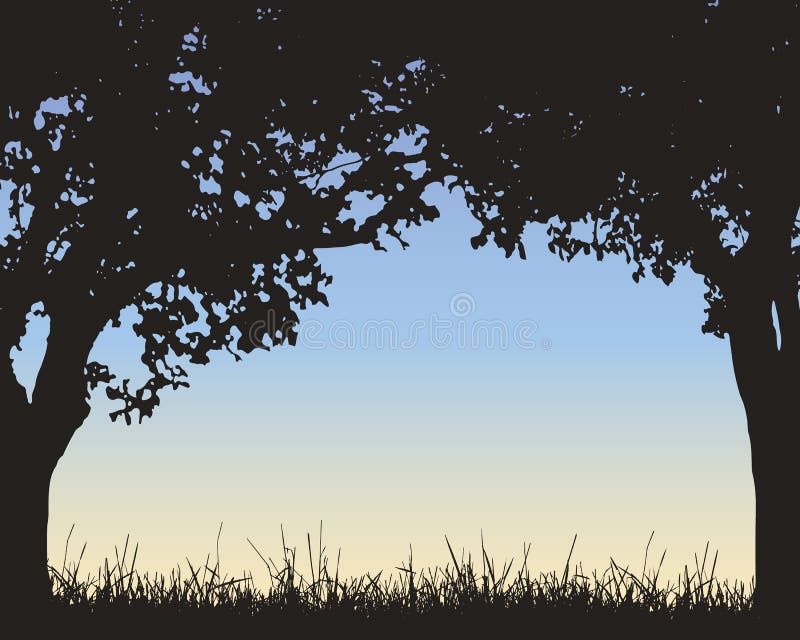 Realistic Illustration of a Frame of Green Deciduous Trees and G Stock ...