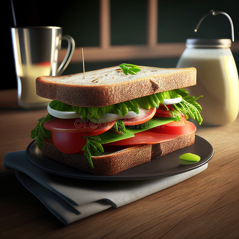 Realistic Sandwitch Generative AI Illustration Stock Illustration ...