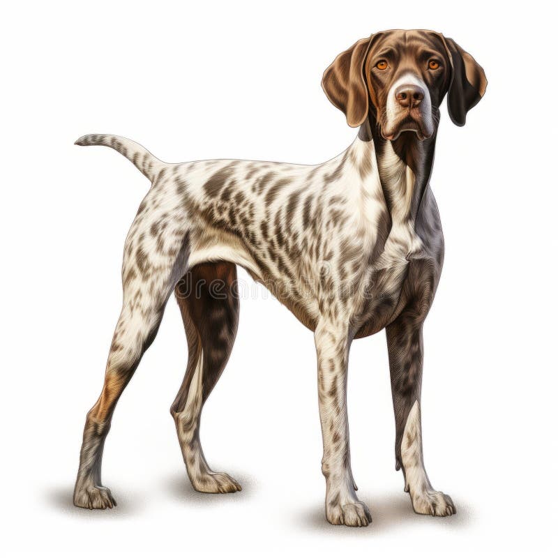 Realistic Illustration of German Shorthaired Pointer on White ...