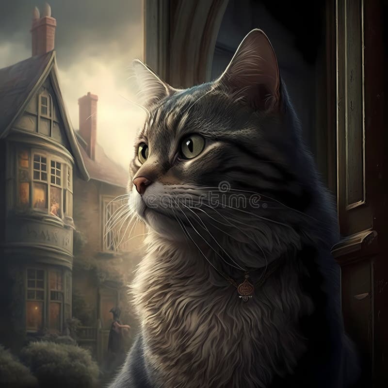 Realistic Illustration of Home Cat. Generative AI Stock Illustration ...