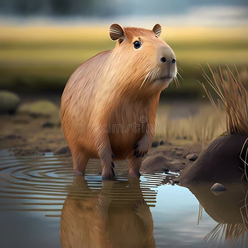 Realistic Illustration of Capybara. Generative AI Stock Illustration ...