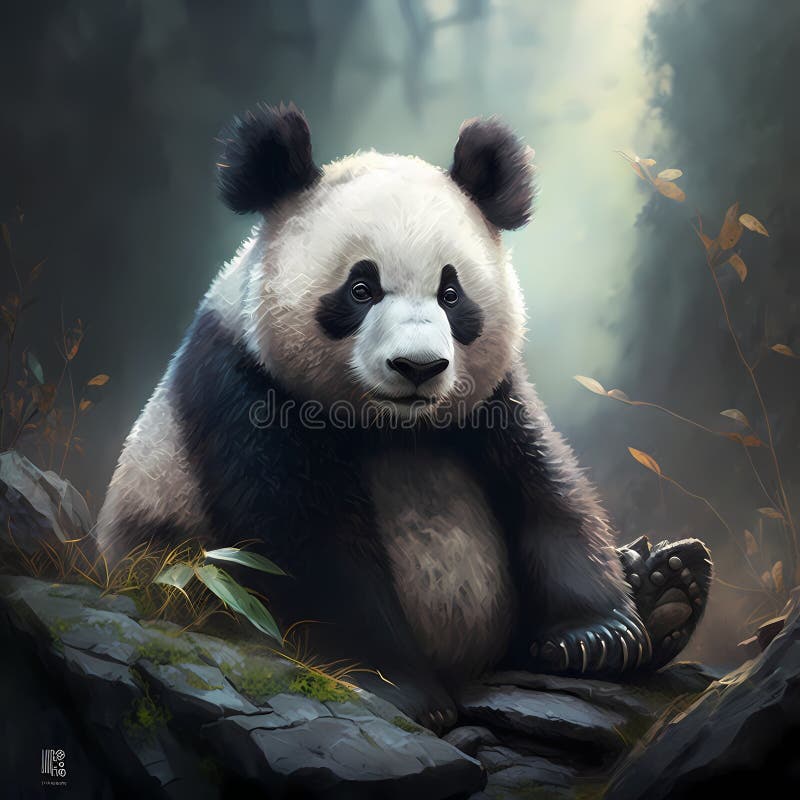 Realistic Illustration of Panda. Generative AI Stock Illustration ...