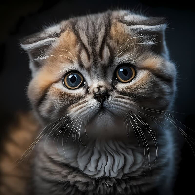 Realistic Illustration of Scottish Fold Cat. Generative AI Stock ...