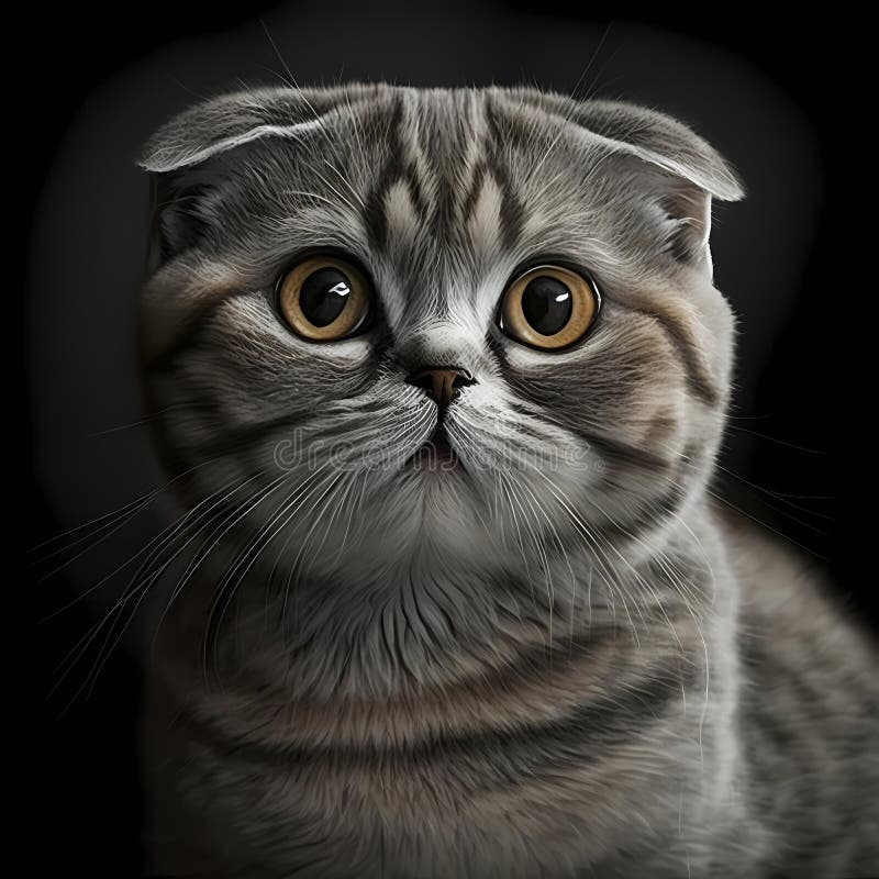 Realistic Illustration of Scottish Fold Cat. Generative AI Stock ...