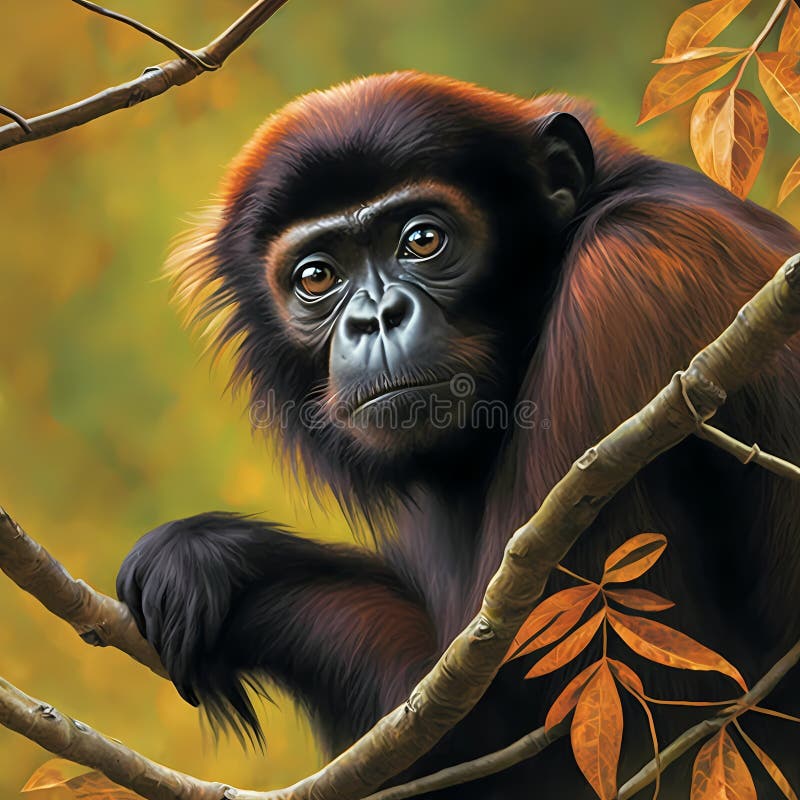 Realistic Illustration of Howler Monkey. Generative AI Stock ...