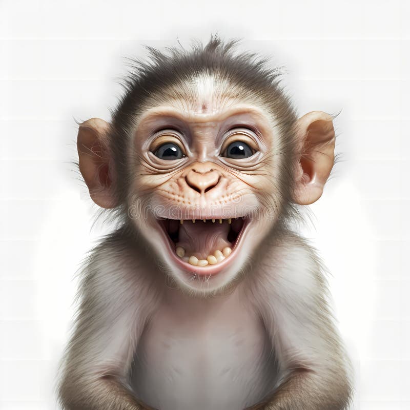 Realistic Illustration of Happy Monkey. Generative AI Stock ...