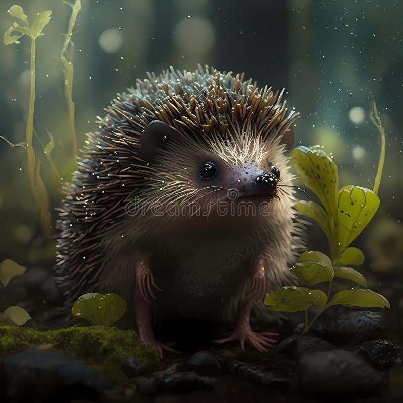 Realistic Illustration of Wild Hedgehog. Generative AI Stock ...