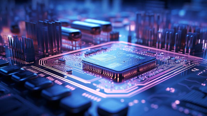 Realistic Illustration of a High-tech Circuit Board and Chip. Stock ...