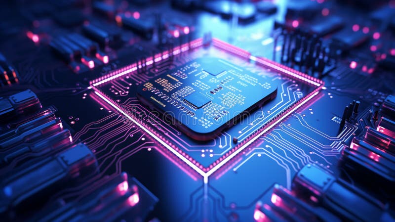 Realistic Illustration of a High-tech Circuit Board and Chip. Stock ...