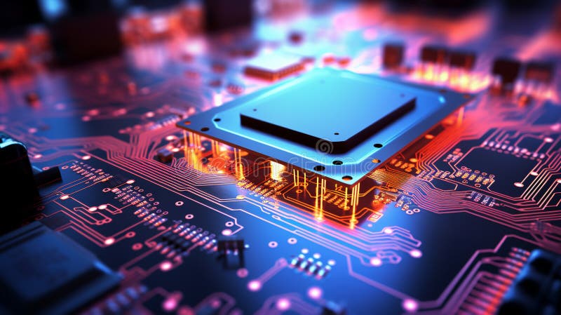 Realistic Illustration of a High-tech Circuit Board and Chip. Stock ...