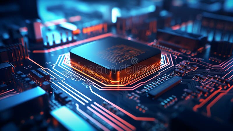 Realistic Illustration of a High-tech Circuit Board and Chip. Stock ...