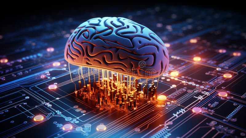 Illustration of the Intelligent AI Brain, Processing and Collecting All ...