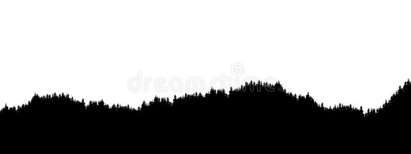 Realistic Illustration of Landscape Horizon with Coniferous Forest and ...