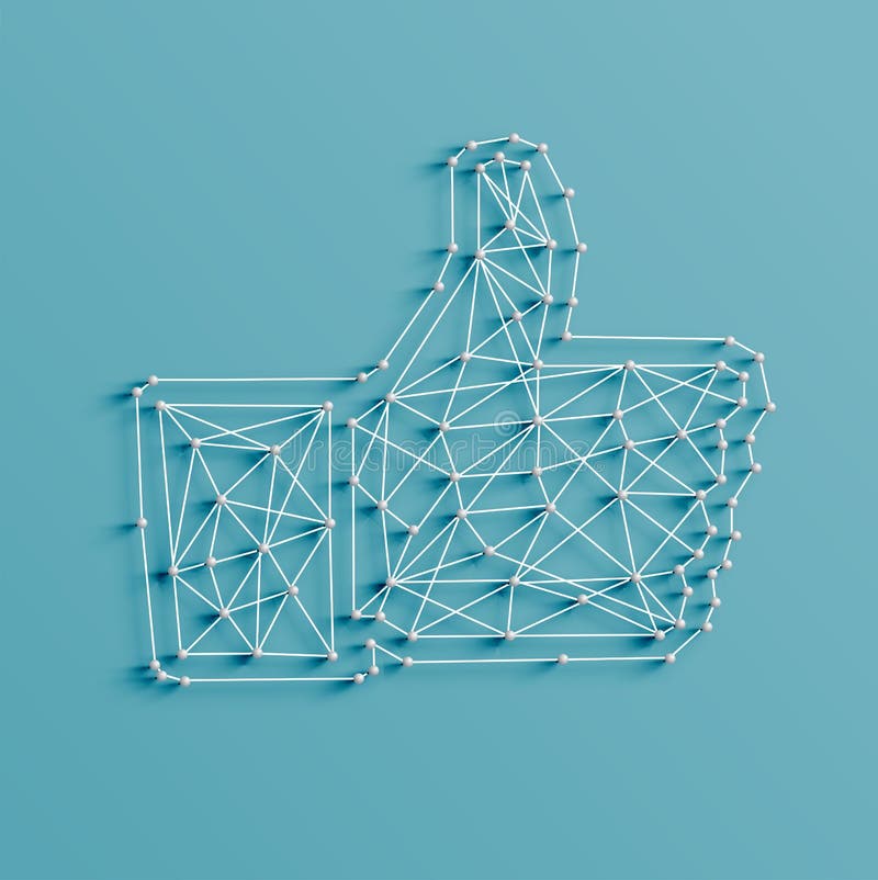 Realistic Illustration of a `like` Made by Pins and Strings, Vector ...