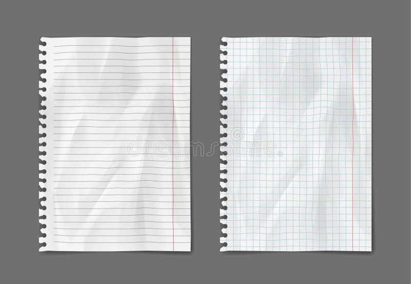 Realistic Illustration of Lined and Graph Paper Sheets Stock Vector ...