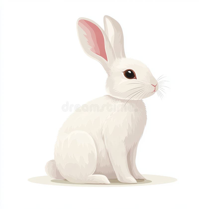 Realistic Illustration of a Long-eared American Rabbit Stock ...