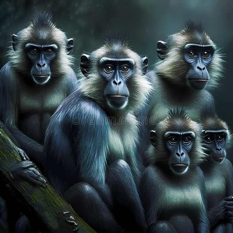 Mangabey Monkey at Rainforest. Generative AI Stock Illustration ...