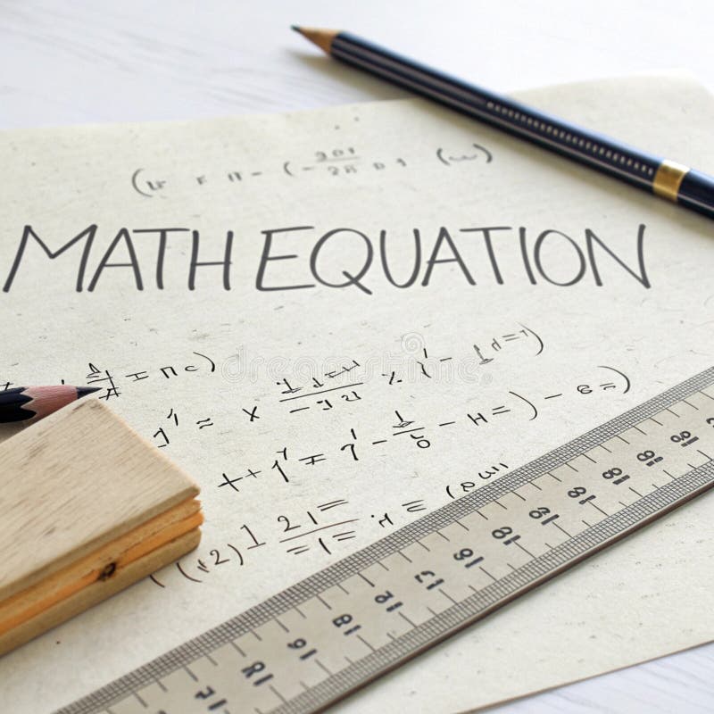 Math Equation Sheet Realistic Illustration Isolated on White Stock ...
