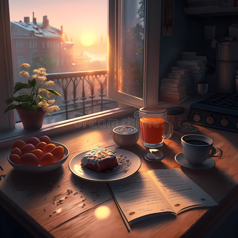 Morning Sky View at City. Generative AI Stock Illustration ...