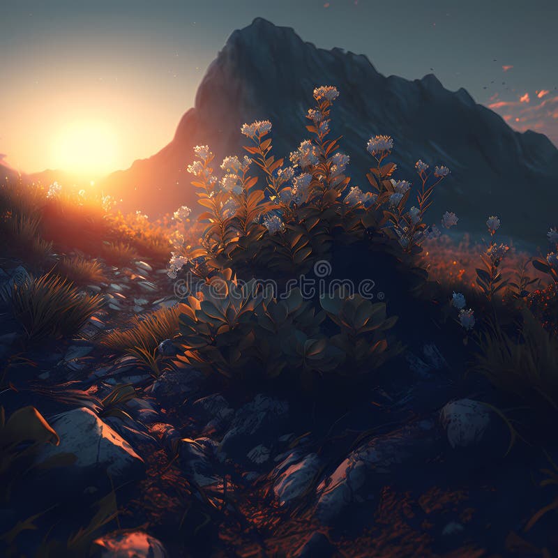 Morning Sky View at Hill. Generative AI Stock Illustration ...