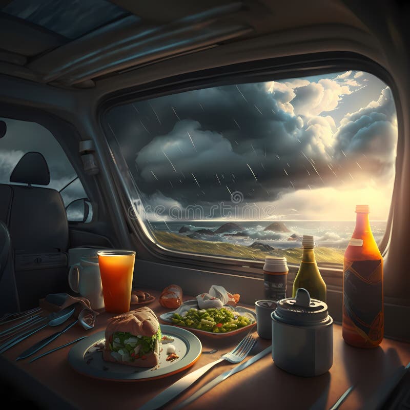 Morning View from Car Window. Generative AI Stock Illustration ...