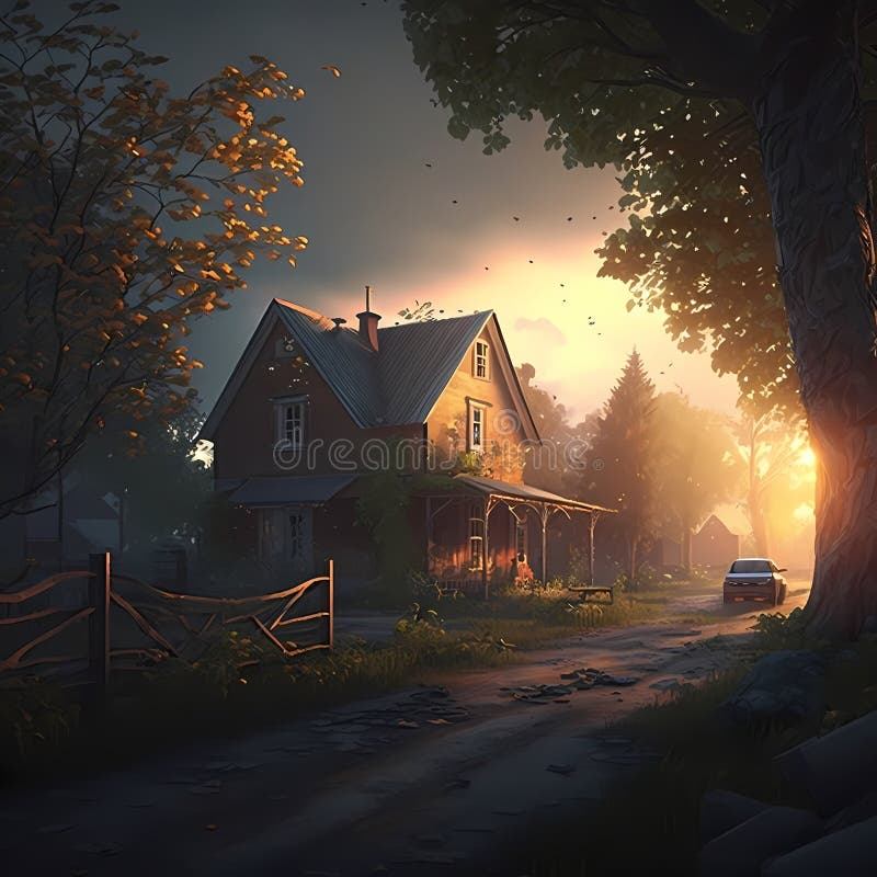 Morning View on the Road. Generative AI Stock Illustration ...