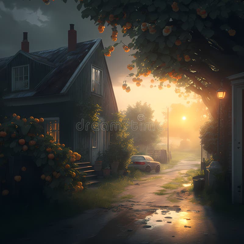 Morning View on the Road. Generative AI Stock Illustration ...