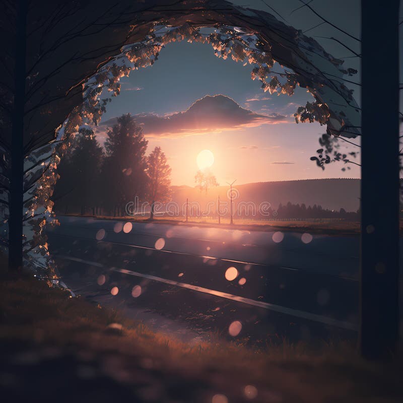 Morning View on the Road. Generative AI Stock Illustration ...