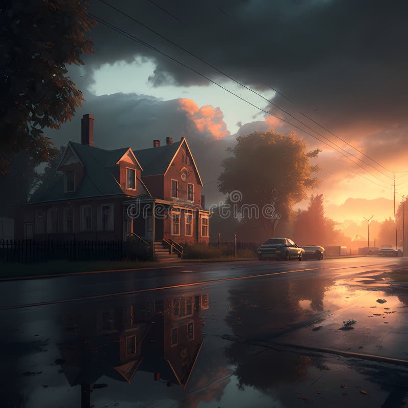 Morning View on the Road. Generative AI Stock Illustration ...