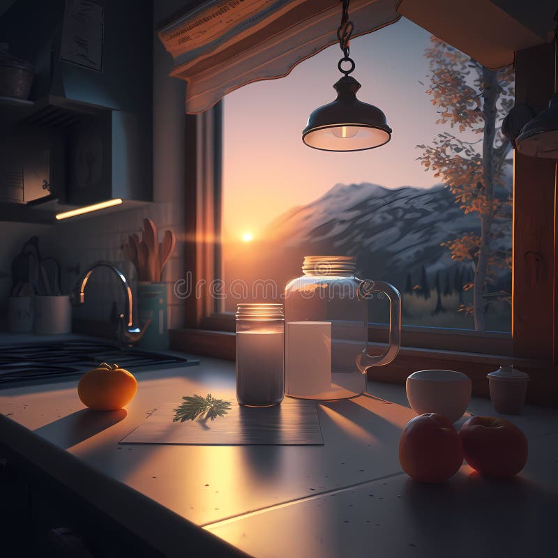 Morning View from Window. Generative AI Stock Illustration ...