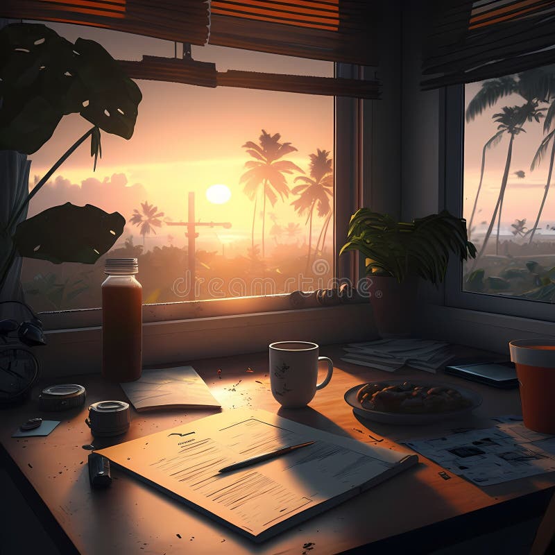 Morning View from Window. Generative AI Stock Illustration ...