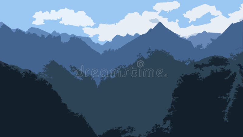 Realistic Illustration of Natural Mountain Range Landscape Background ...
