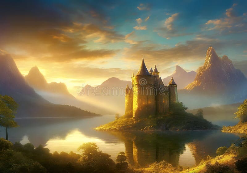 Realistic Castle Lake Stock Illustrations – 321 Realistic Castle Lake ...