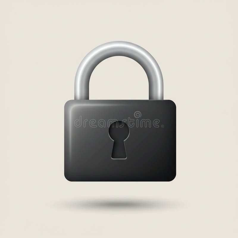 A Realistic Illustration of a Padlock is Depicted. the Body is Black ...