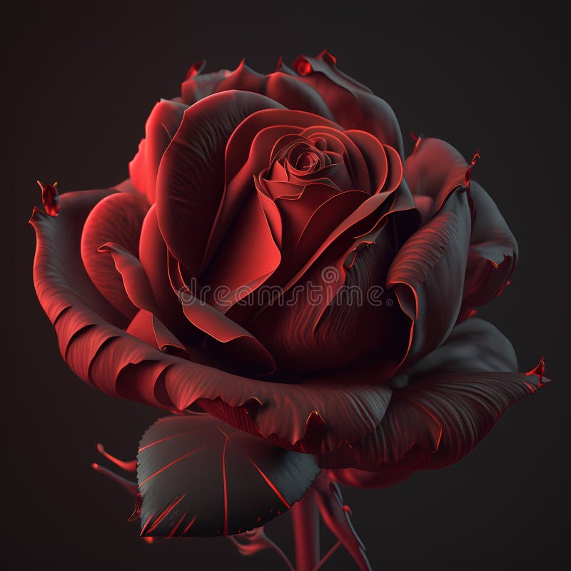 Realistic Illustration of Red Rose. Generative AI Stock Illustration ...