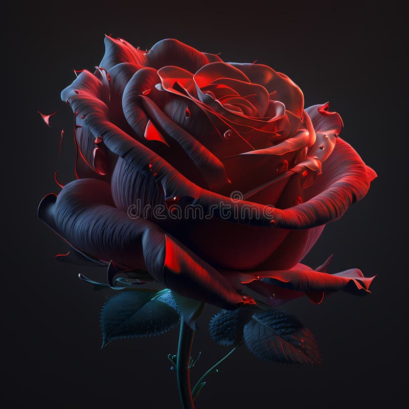 Realistic Illustration of Red Rose. Generative AI Stock Illustration ...