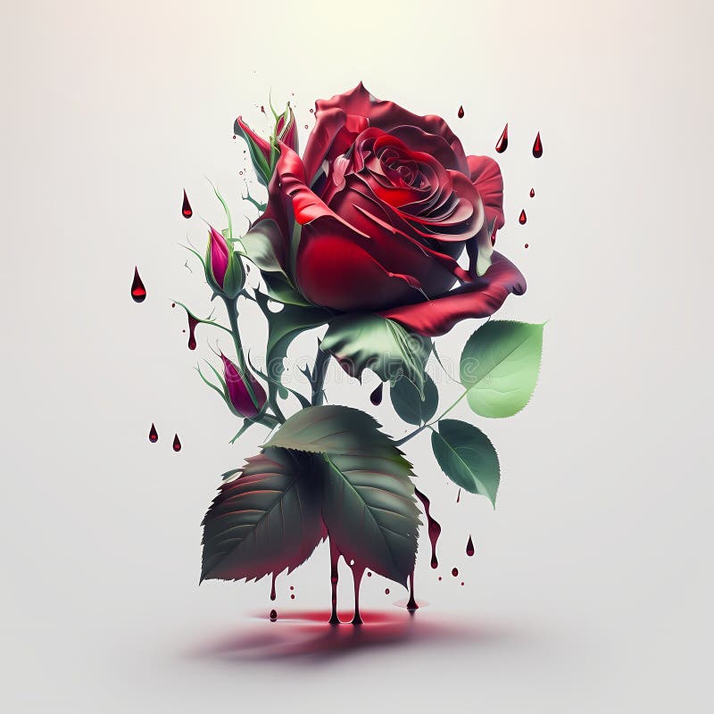 Realistic Illustration of Red Rose. Generative AI Stock Illustration ...
