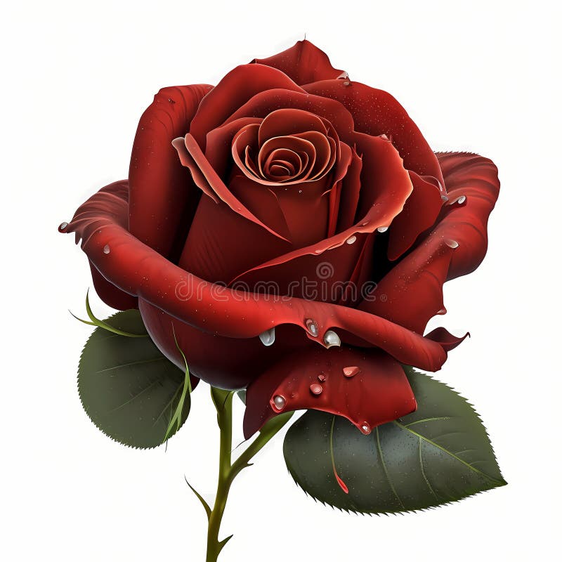 Realistic Illustration of Red Rose. Generative AI Stock Illustration ...