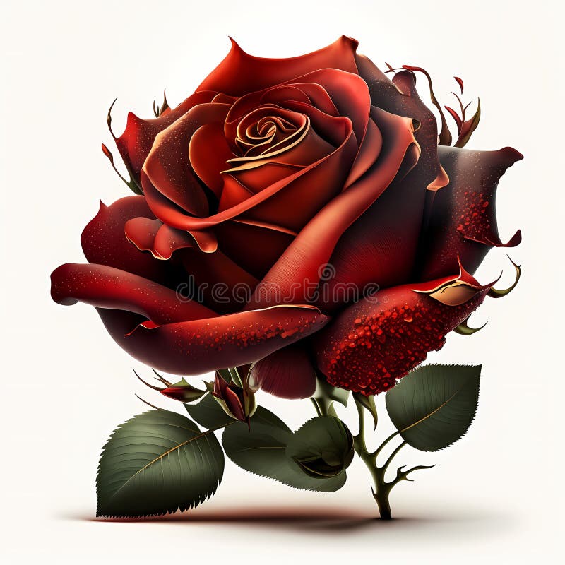 Realistic Illustration of Red Rose. Generative AI Stock Illustration ...