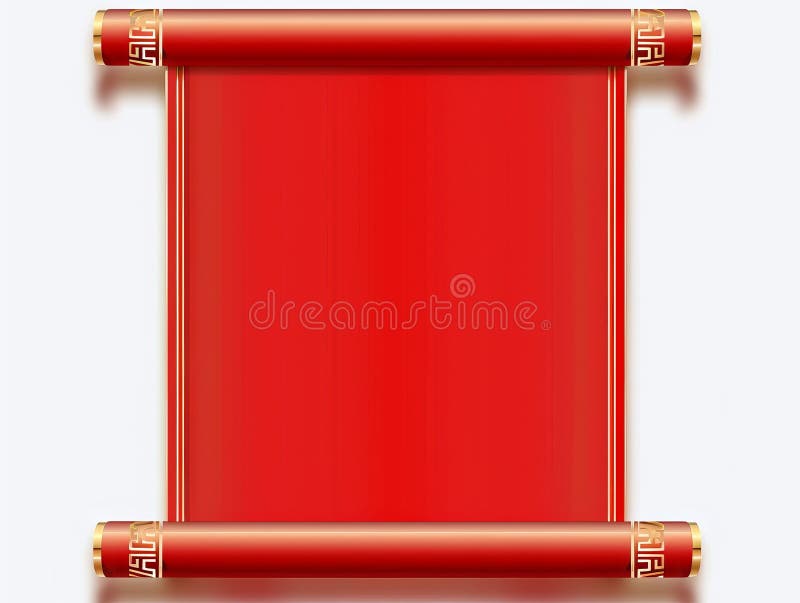 Realistic Illustration of Red Scroll Banner, Realistic Illustration of ...