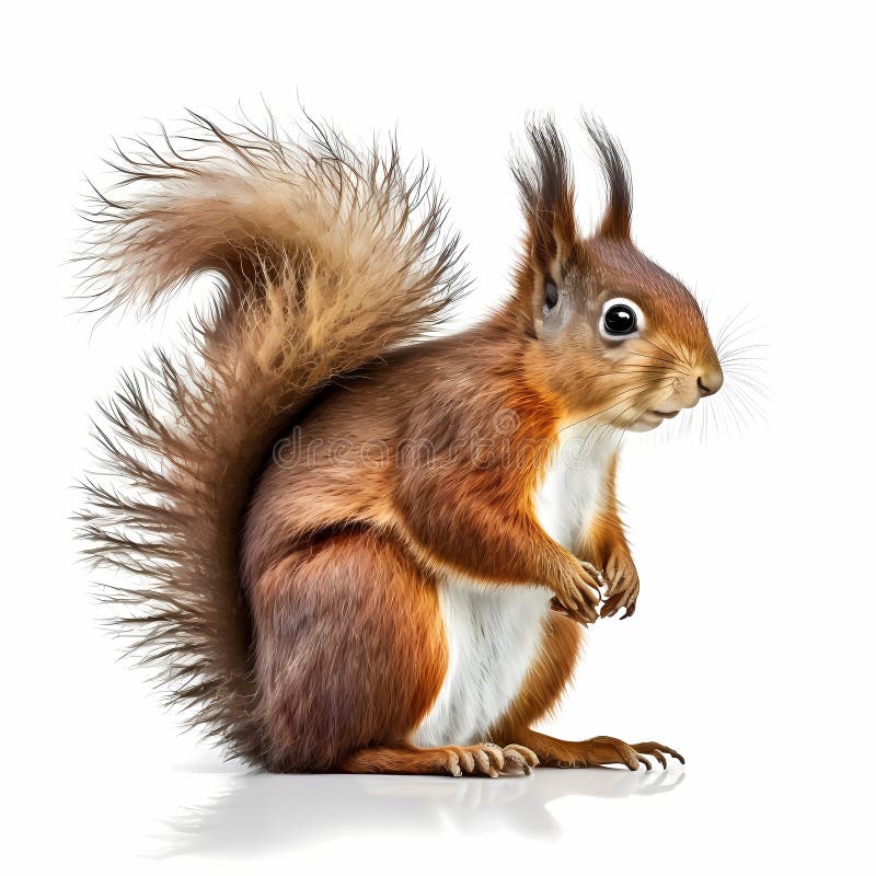 Red Squirrel Isolated White. Generative AI Stock Illustration ...