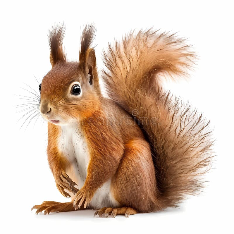 Red Squirrel Isolated White. Generative AI Stock Illustration ...