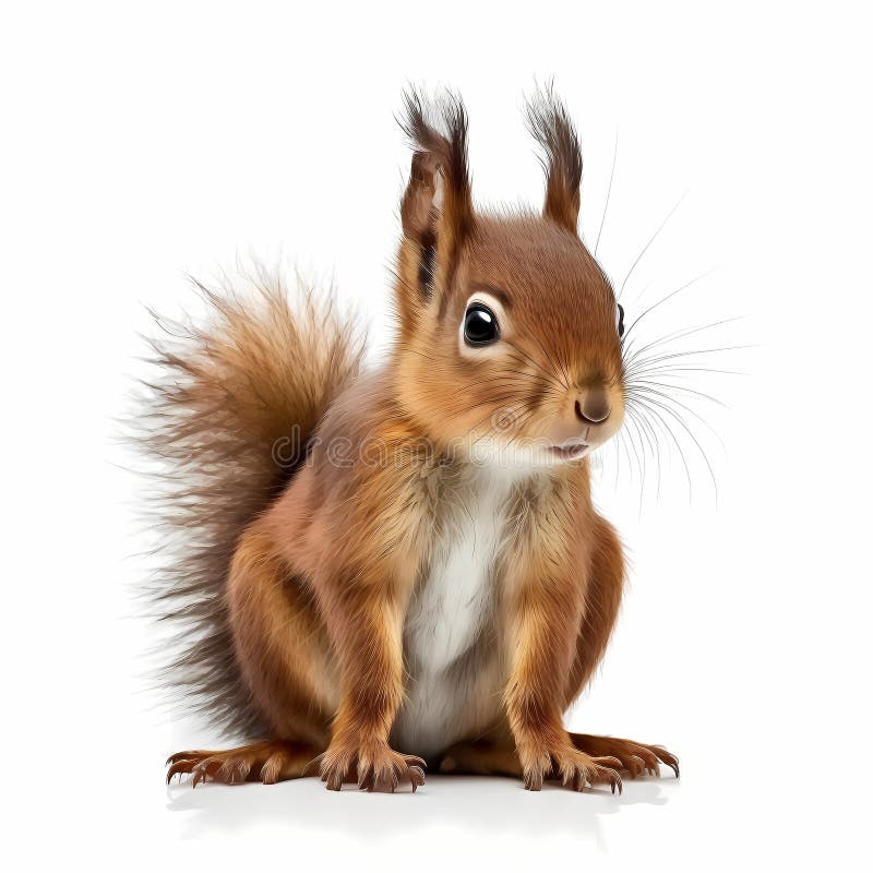 Red Squirrel Isolated White. Generative AI Stock Illustration ...