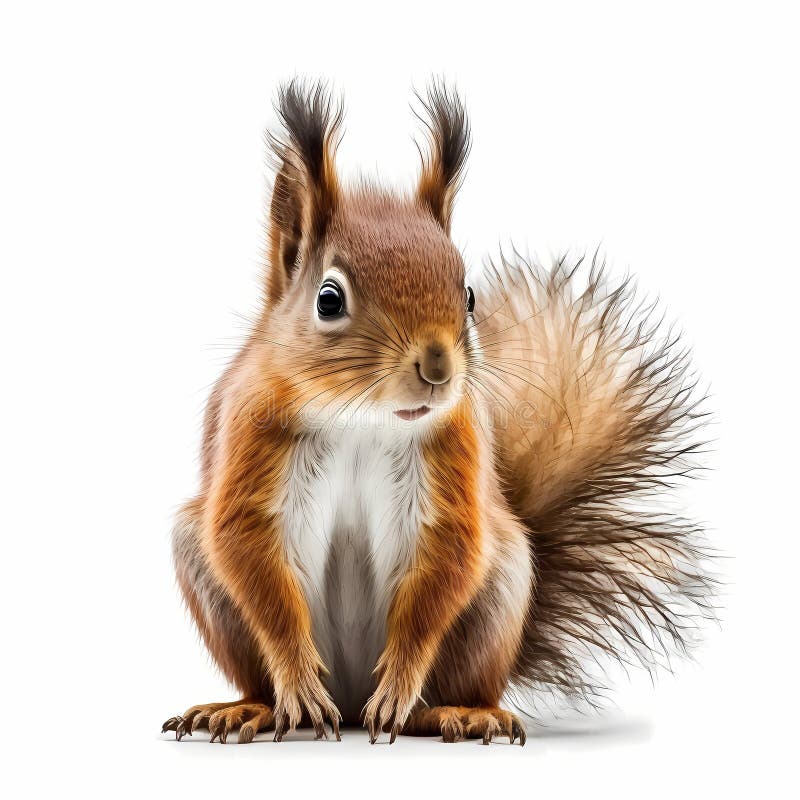 Red Squirrel Isolated White. Generative AI Stock Illustration ...