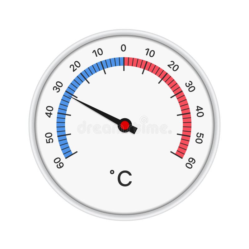 Realistic Illustration of a Round Thermometer with a White Plastic Circular Frame - Vector Stock ...